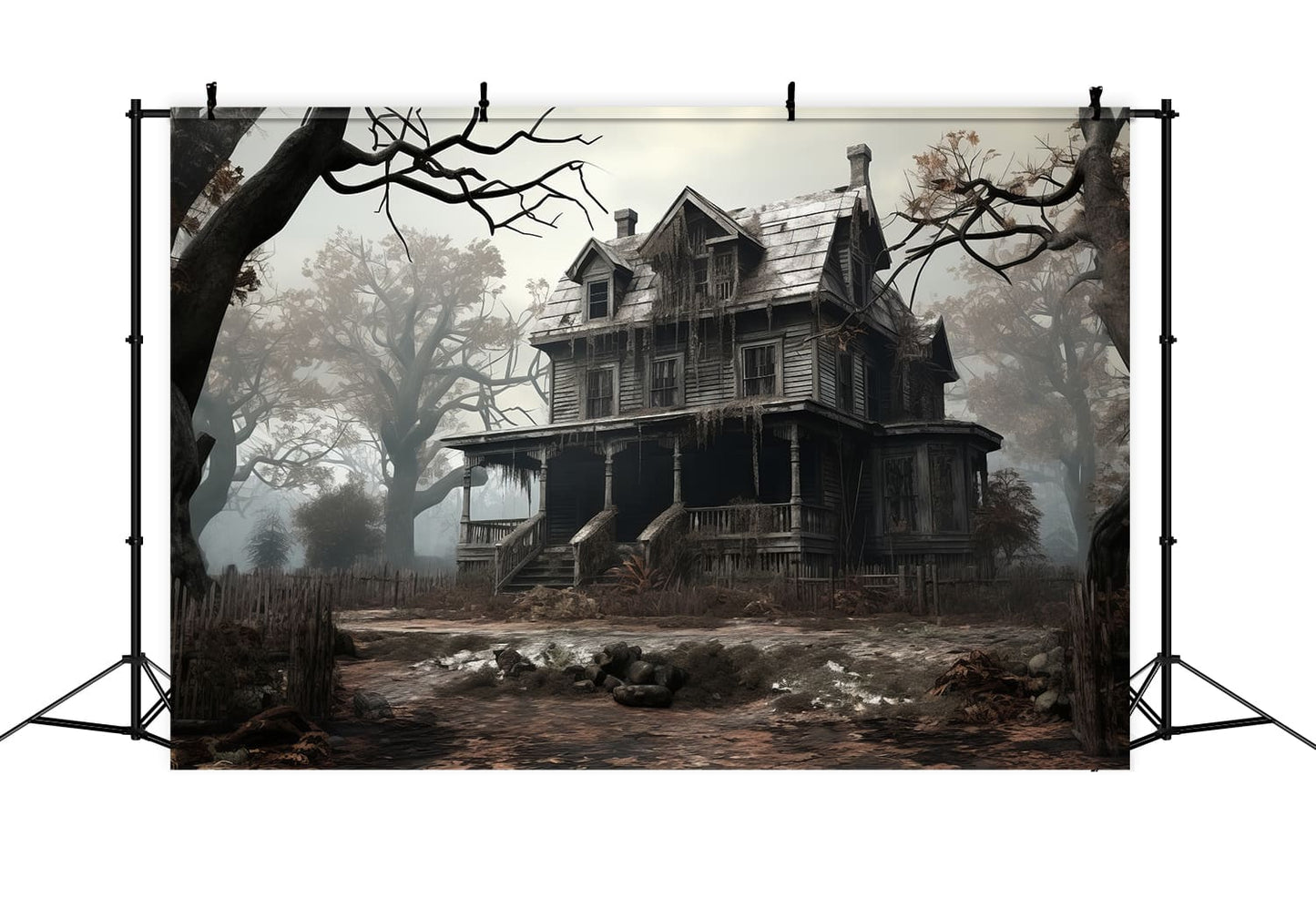 Abandoned Haunted House Halloween Backdrop RR7-76 – Dbackdrop