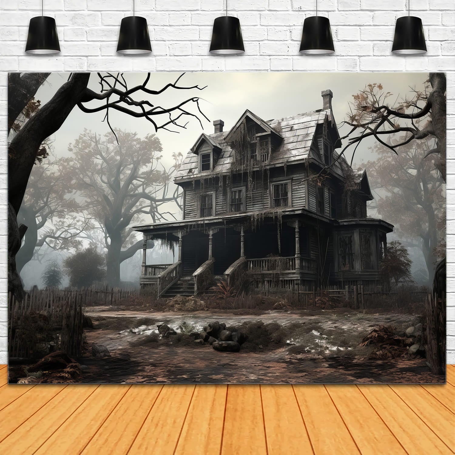 Abandoned Haunted House Halloween Backdrop RR7-76 – Dbackdrop