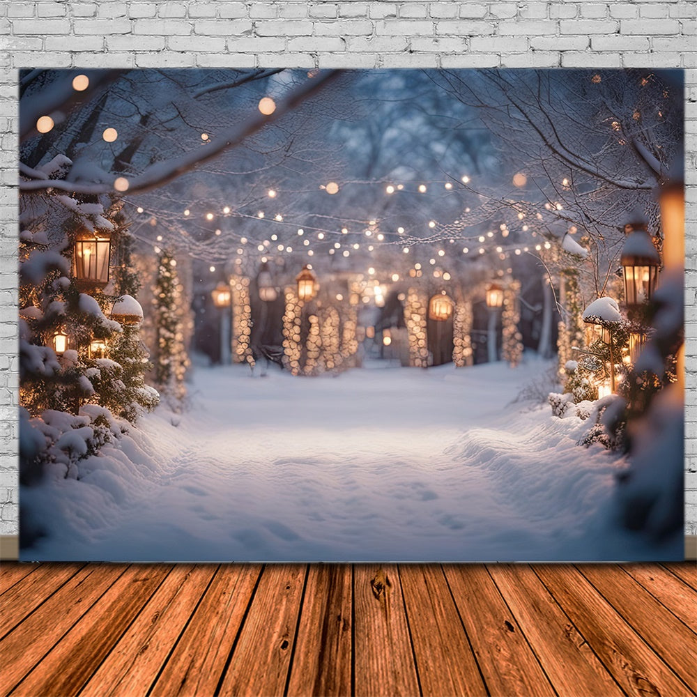 Snow Road Glowing Christmas Trees Backdrop RR7-822 – Dbackdrop