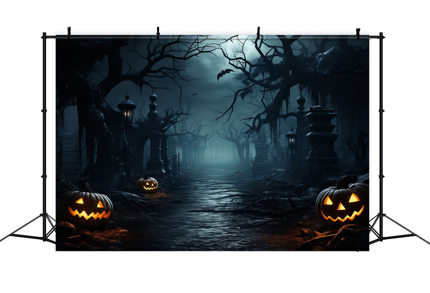 Halloween Horror Forest Evil Pumpkins Backdrop RR7-84 – Dbackdrop