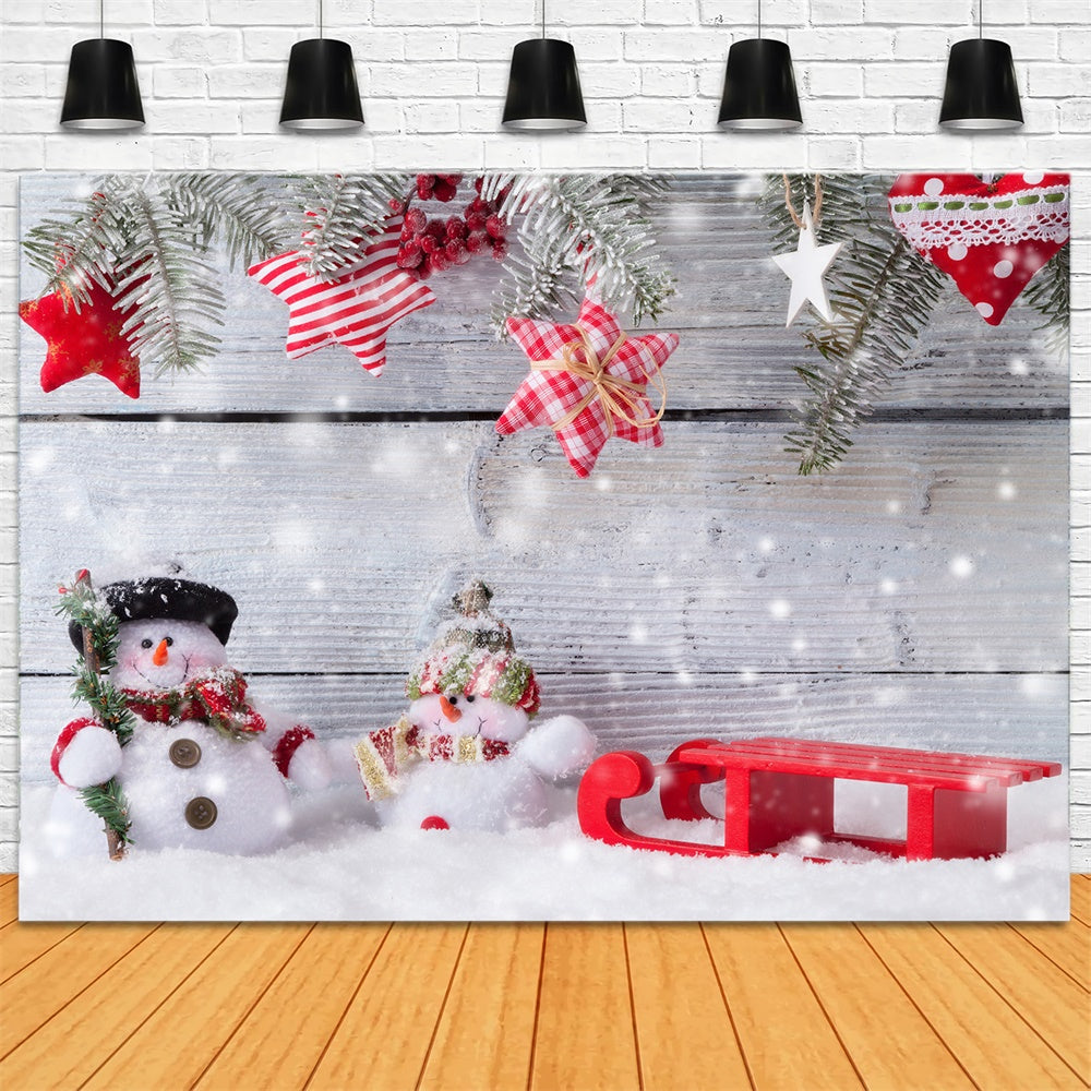 Snowman Christmas Decorations Wood Backdrop RR7-842 – Dbackdrop