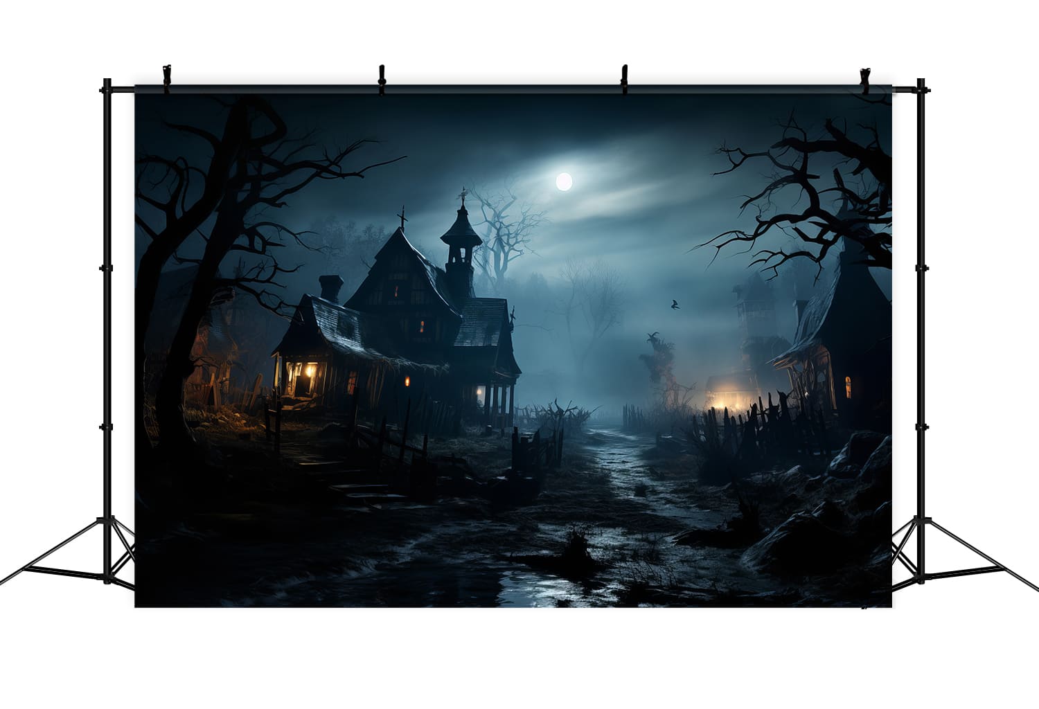 Halloween Spooky Night Haunted House Backdrop RR7-85 – Dbackdrop
