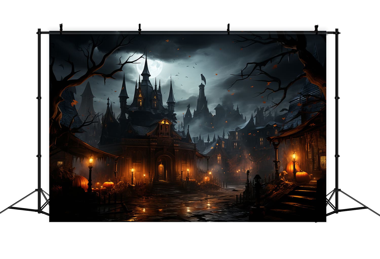 Halloween Spooky Castle Lanterns Backdrop RR7-94 – Dbackdrop