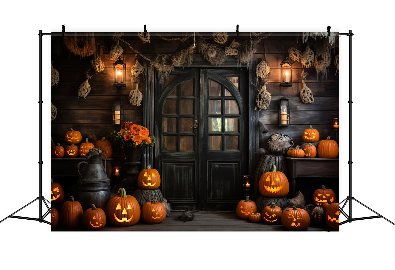 Wooden House Halloween Pumpkins Backdrop RR7-99 – Dbackdrop
