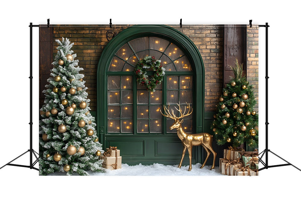 Christmas Glowing Window Reindeer Backdrop RR8-104 – Dbackdrop