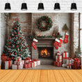 Christmas Brick Wall Fireplace Stockings Backdrop RR8-115 – Dbackdrop