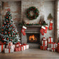 Christmas Brick Wall Fireplace Stockings Backdrop RR8-115 – Dbackdrop