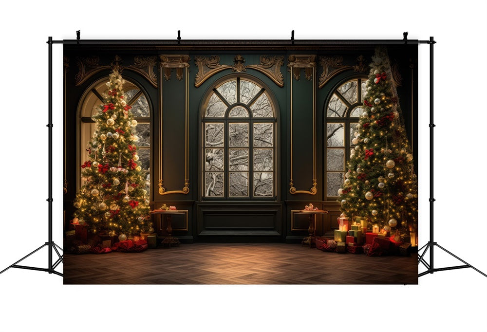 Christmas Decorated Trees Ballroom Backdrop RR8-134 – Dbackdrop