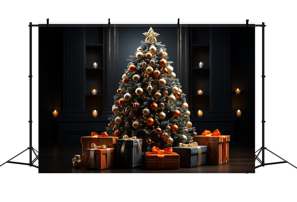 Christmas Festive Tree Candlelight Backdrop RR8-135 – Dbackdrop