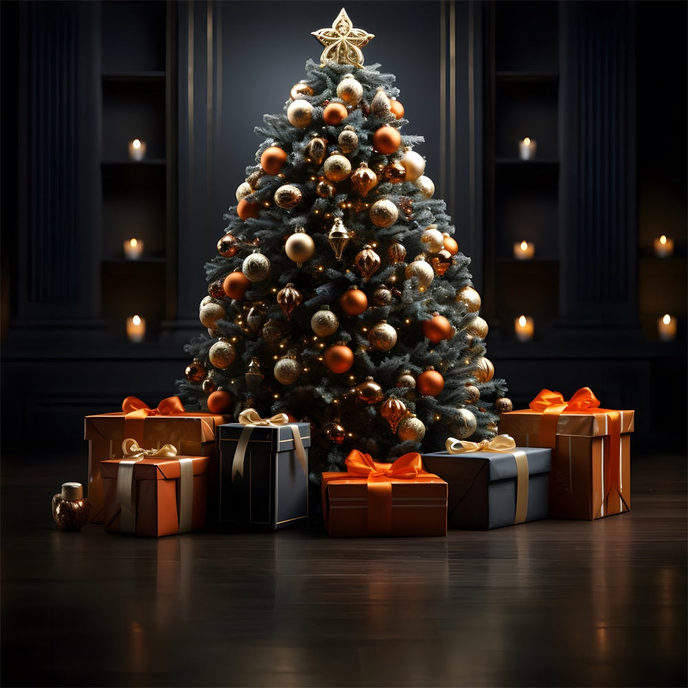 Christmas Festive Tree Candlelight Backdrop RR8-135 – Dbackdrop