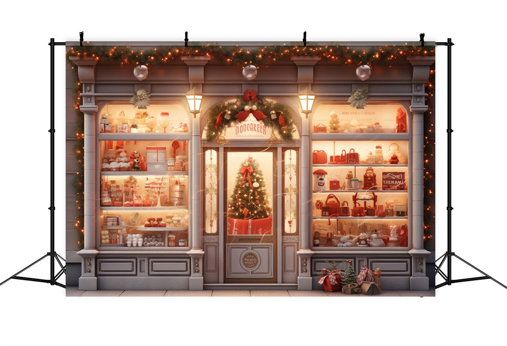 Christmas Elegant Storefront Tree Backdrop RR8-144 – Dbackdrop