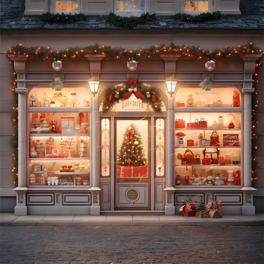 Christmas Elegant Storefront Tree Backdrop RR8-144 – Dbackdrop