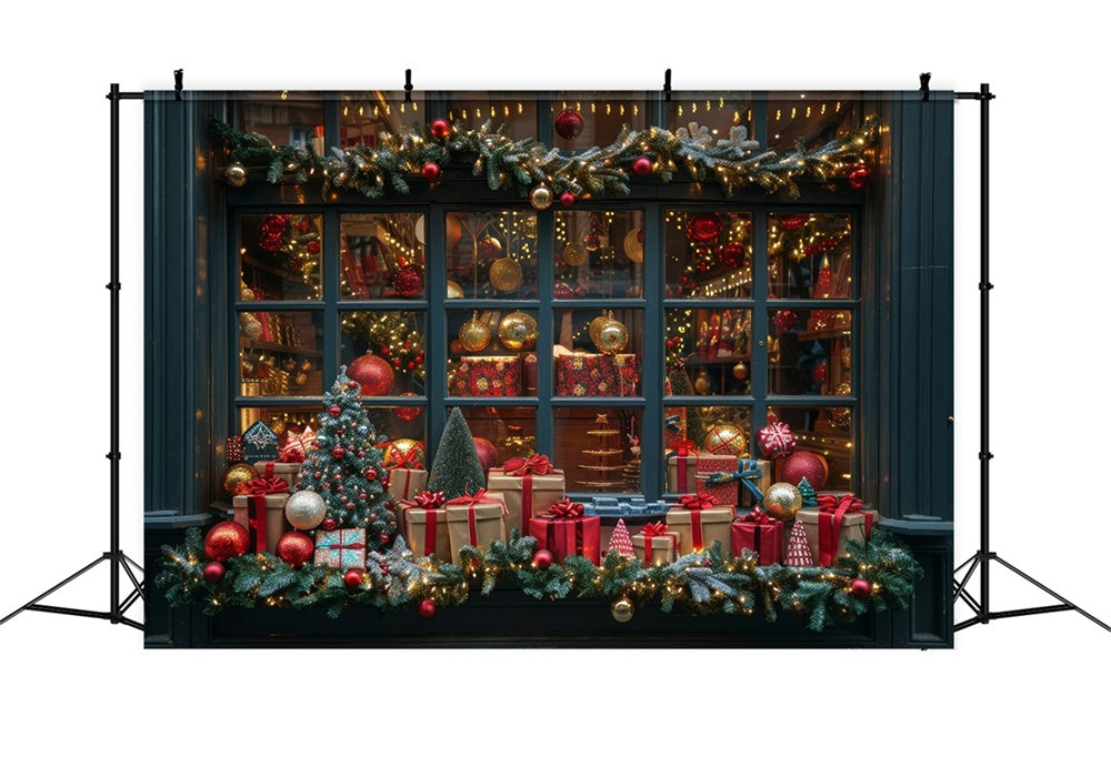 Christmas Gift Shop Window Display Backdrop RR8-147 – Dbackdrop