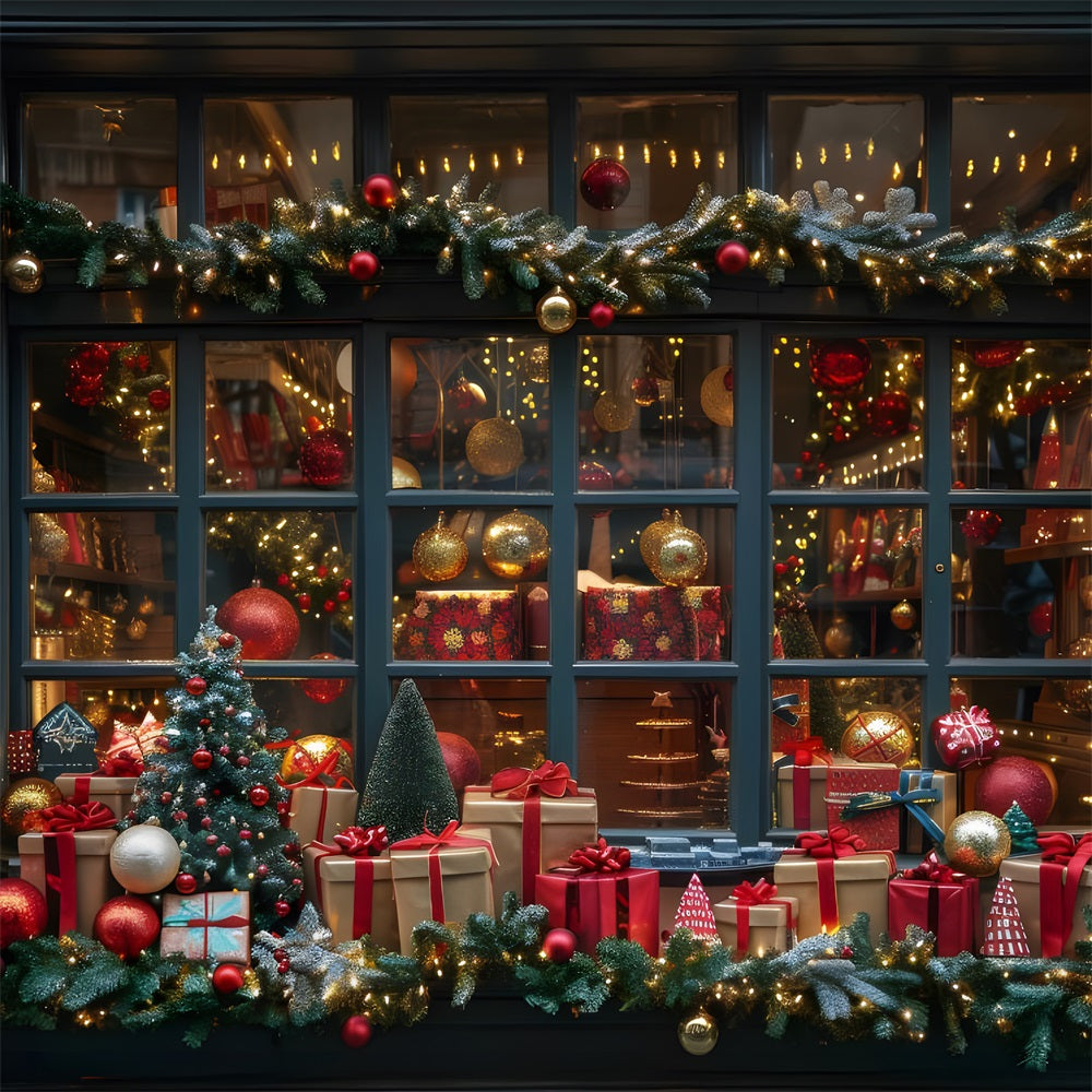 Christmas Gift Shop Window Display Backdrop RR8-147 – Dbackdrop