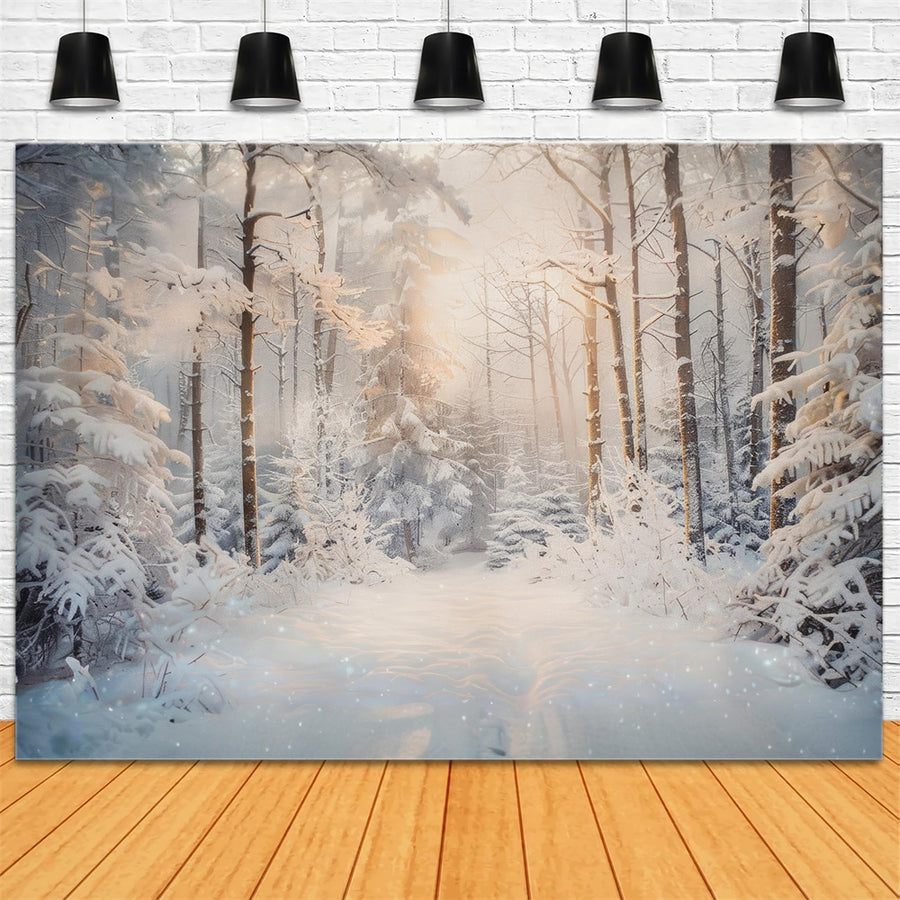 Christmas Serene Snowy Forest Morning Backdrop RR8-156