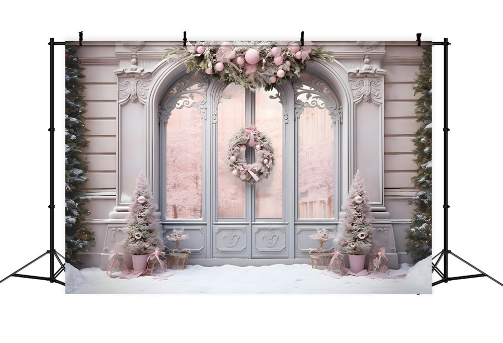 Christmas Pink Decorated Entrance Backdrop RR8-177 – Dbackdrop