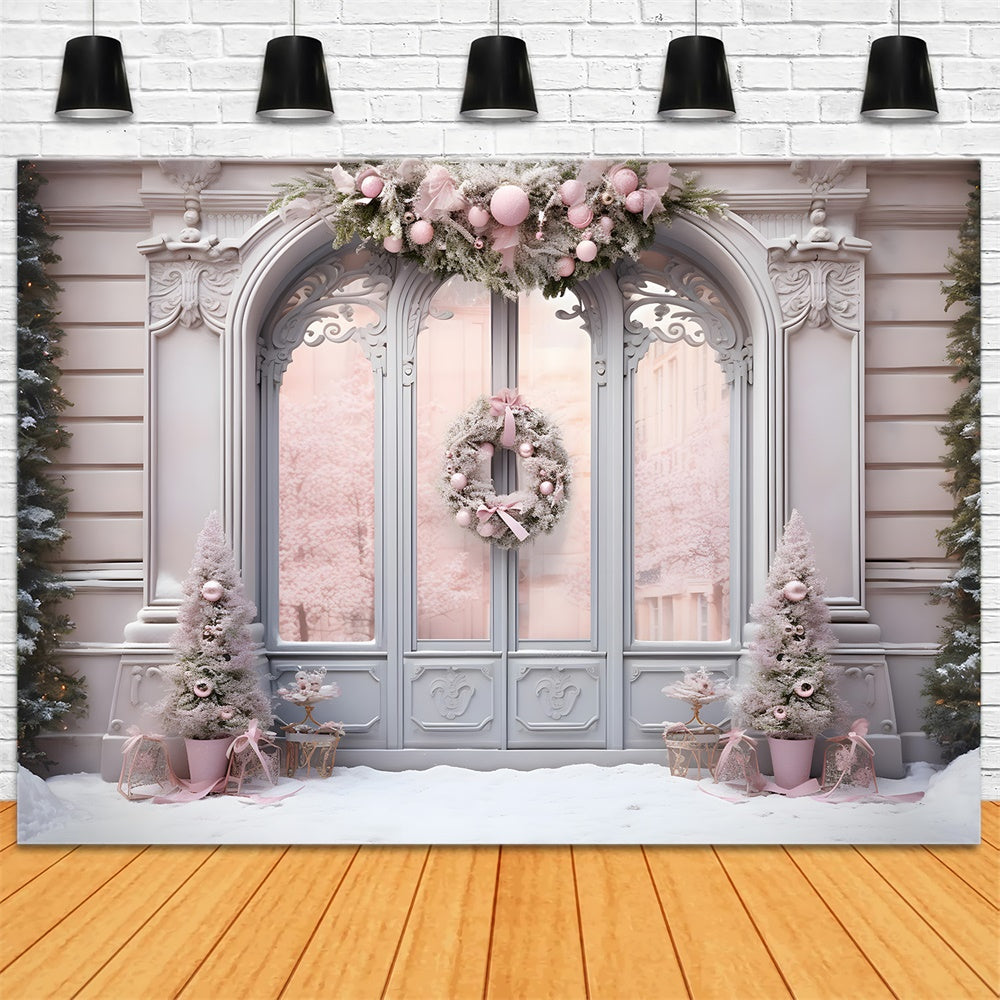 Christmas Pink Decorated Entrance Backdrop RR8-177 – Dbackdrop