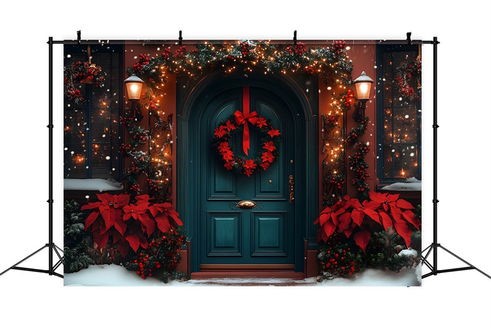 Christmas Sparkling Red Green Entrance Backdrop RR8-185 – Dbackdrop