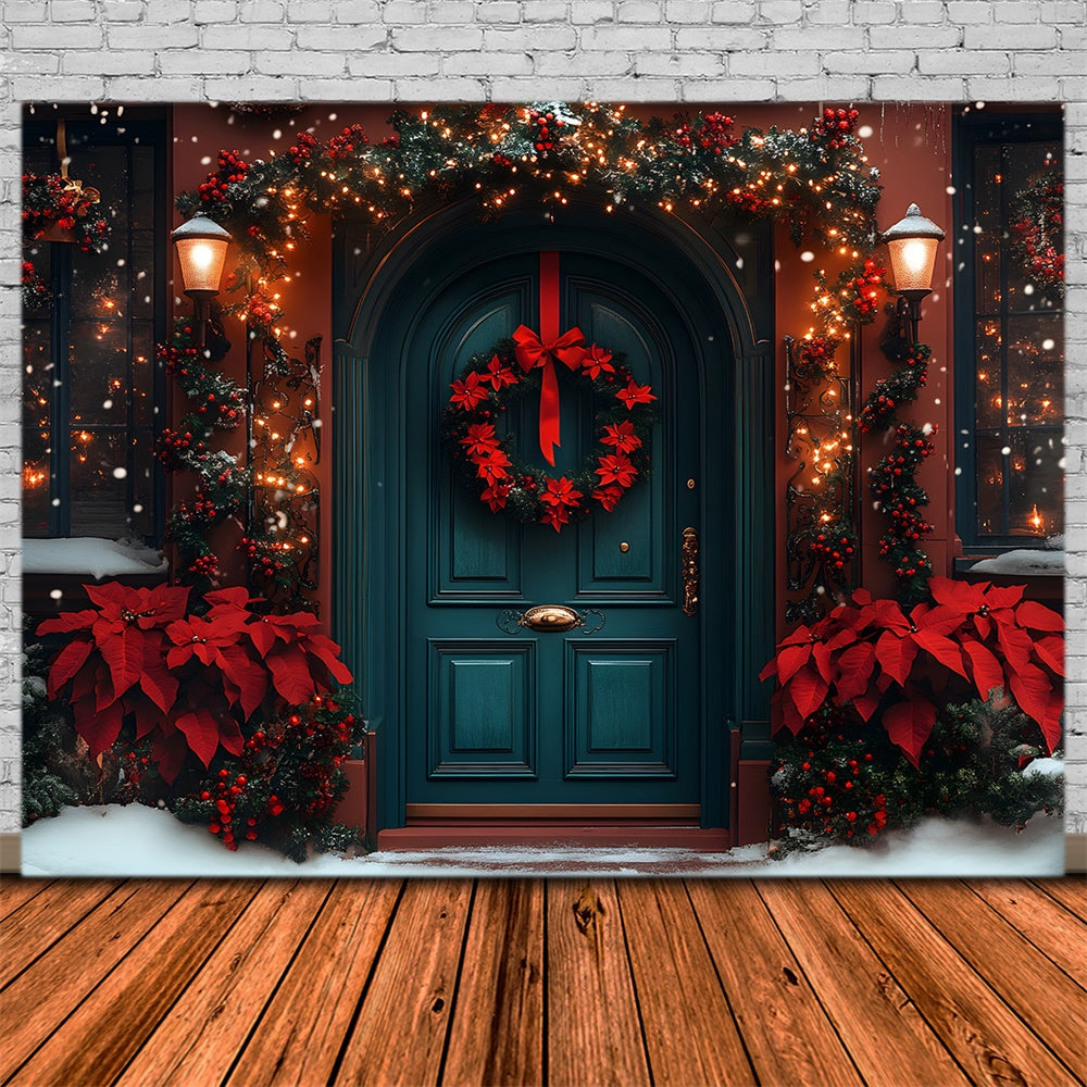 Christmas Sparkling Red Green Entrance Backdrop RR8-185 – Dbackdrop