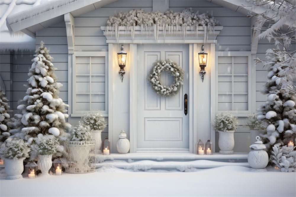 Christmas Winter White Cottage Backdrop RR8-188 – Dbackdrop