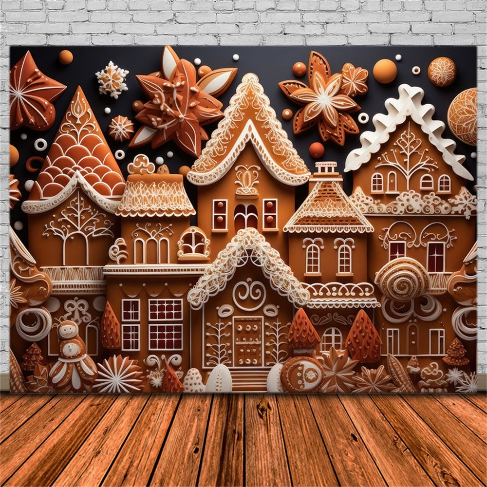 Christmas Gingerbread Candy Cottage Backdrop RR8-208 – Dbackdrop