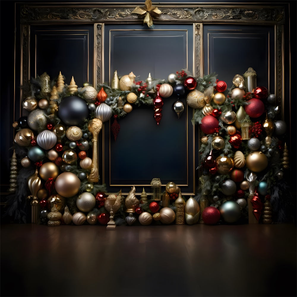 Christmas Elegant Ornaments Garland Backdrop RR8-237 – Dbackdrop