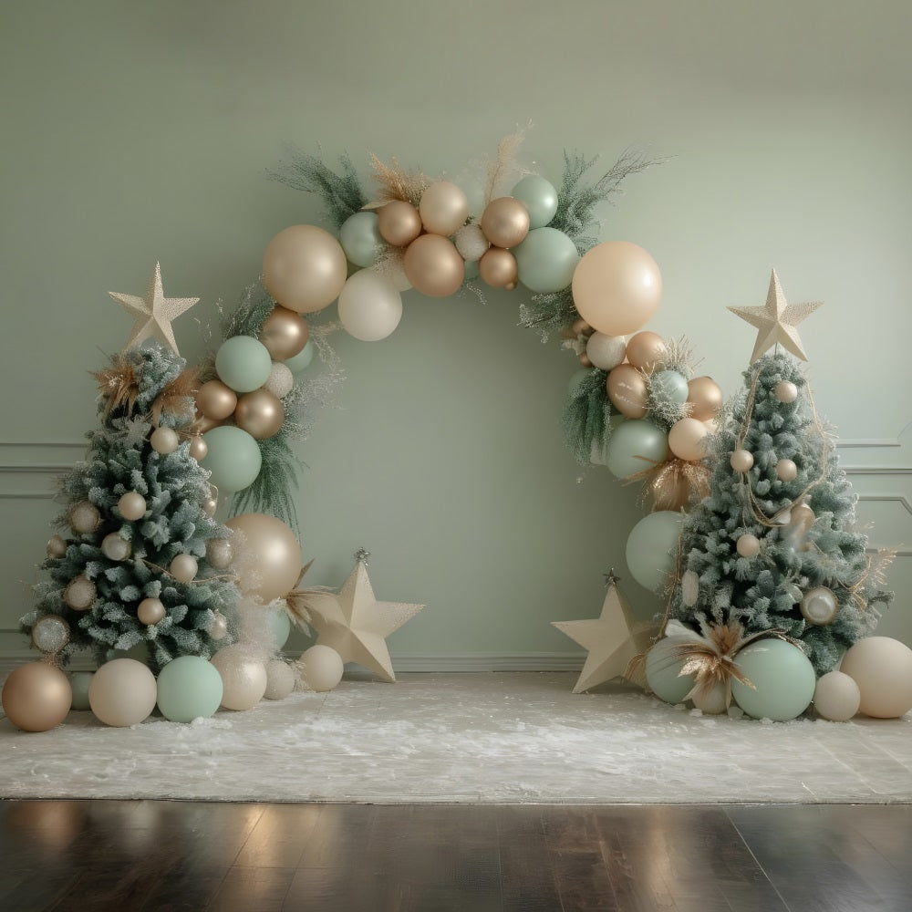 Christmas Elegant Balloon Arch Trees Backdrop RR8-243 – Dbackdrop