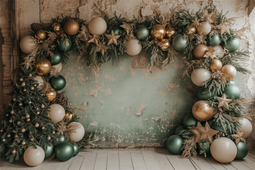 Christmas Rustic Balloon Garland Tree Backdrop RR8-244 – Dbackdrop