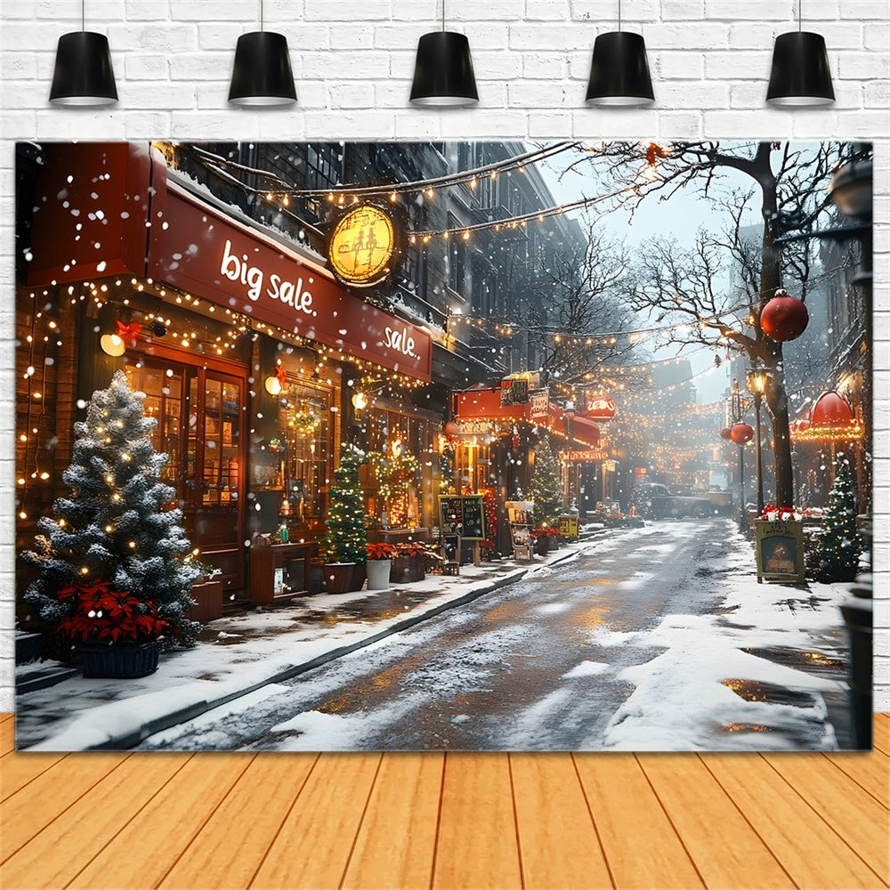 Christmas Charming Storefront Lights Backdrop RR8-257 – Dbackdrop