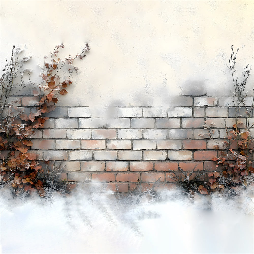 Winter Snow Frosted Brick Wall Floor Backdrop RR8-290 – Dbackdrop