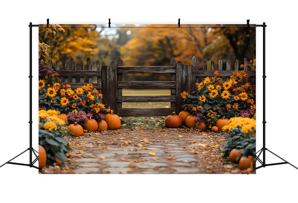 Autumn Rustic Gate and Pumpkin Backdrop RR8-309 – Dbackdrop