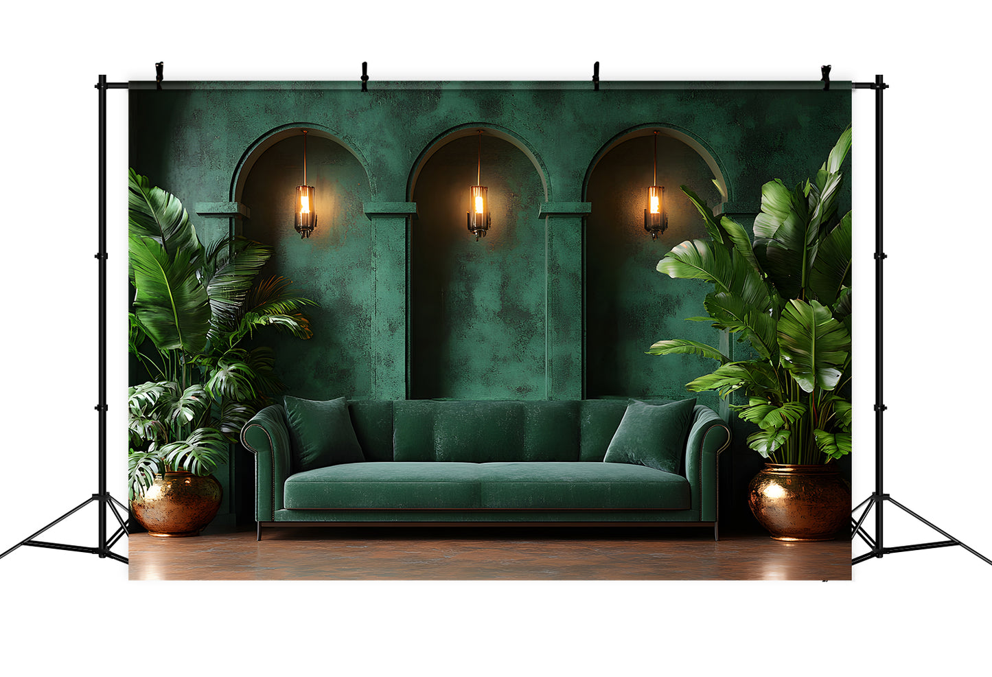 Chic Velvet Green Lounge Boho Backdrop RR8-410 – Dbackdrop