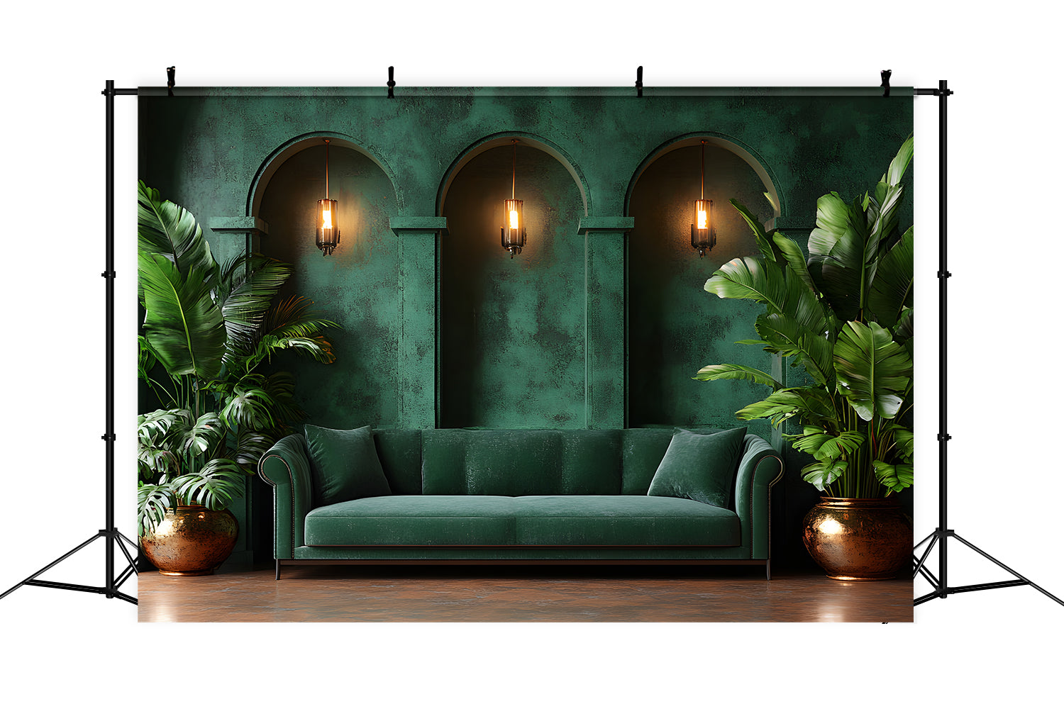Chic Velvet Green Lounge Boho Backdrop RR8-410 – Dbackdrop