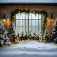 Christmas Trees Window Snow Floor Backdrop RR8-42 – Dbackdrop