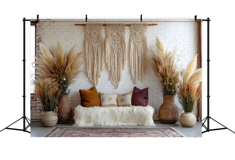 Rustic Macrame Boho Lounge Backdrop RR8-425 – Dbackdrop