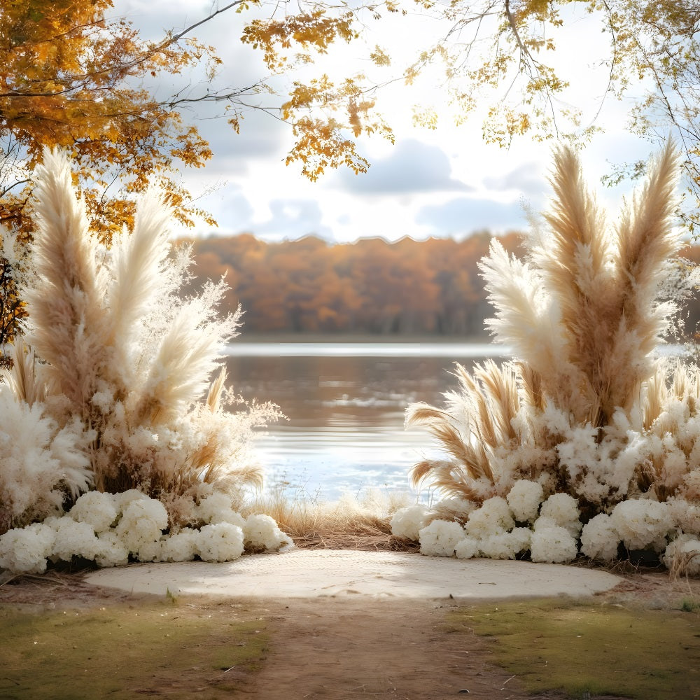 Serene Lakeside Boho Pampas Backdrop RR8-427 – Dbackdrop