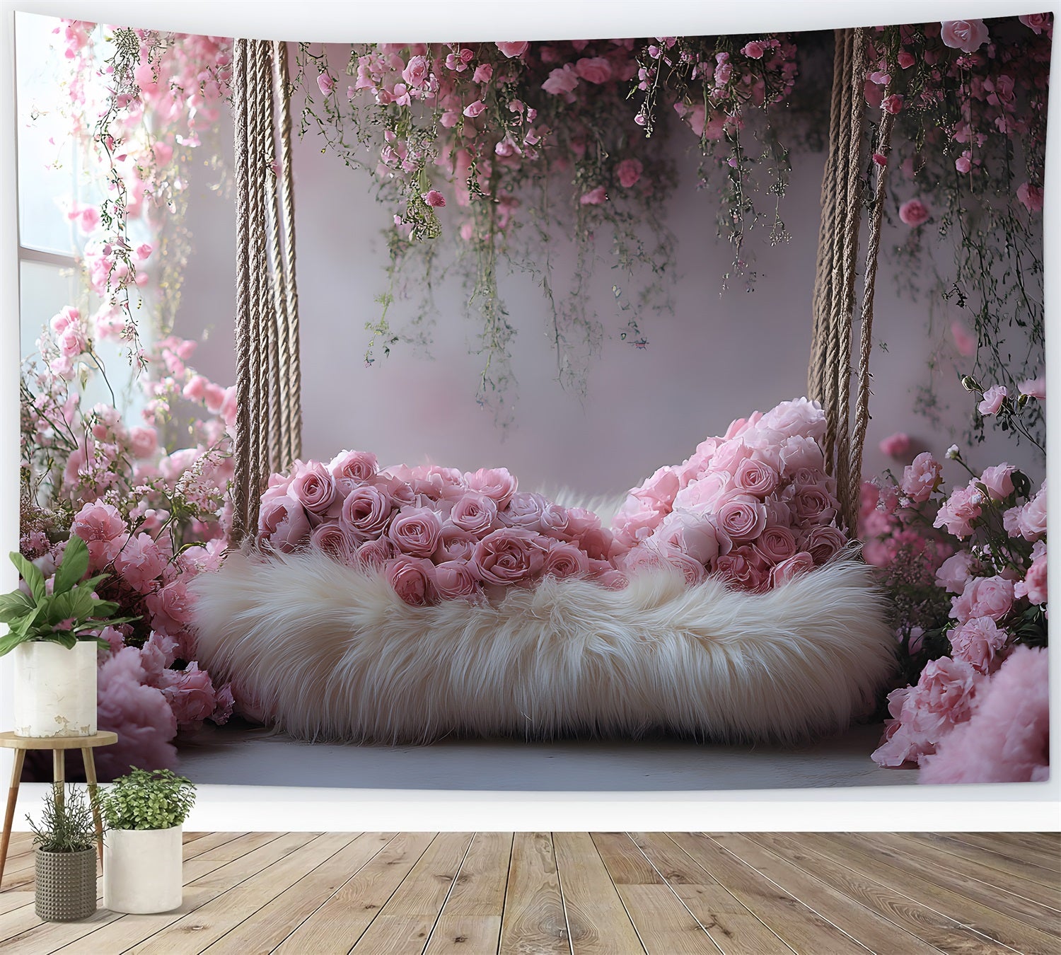 Romantic Floral Boho Swing Backdrop RR8-429 – Dbackdrop