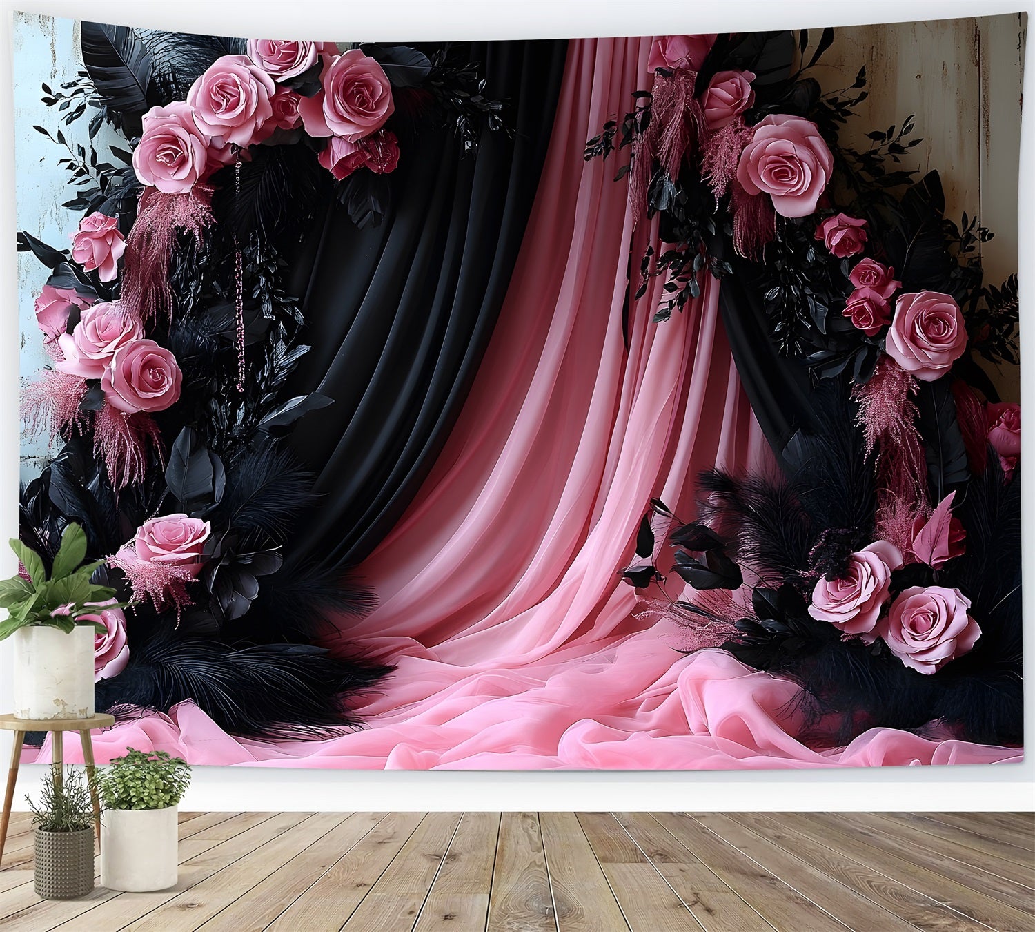 Bohemian Glam Pink Black Boho Backdrop RR8-472 – Dbackdrop