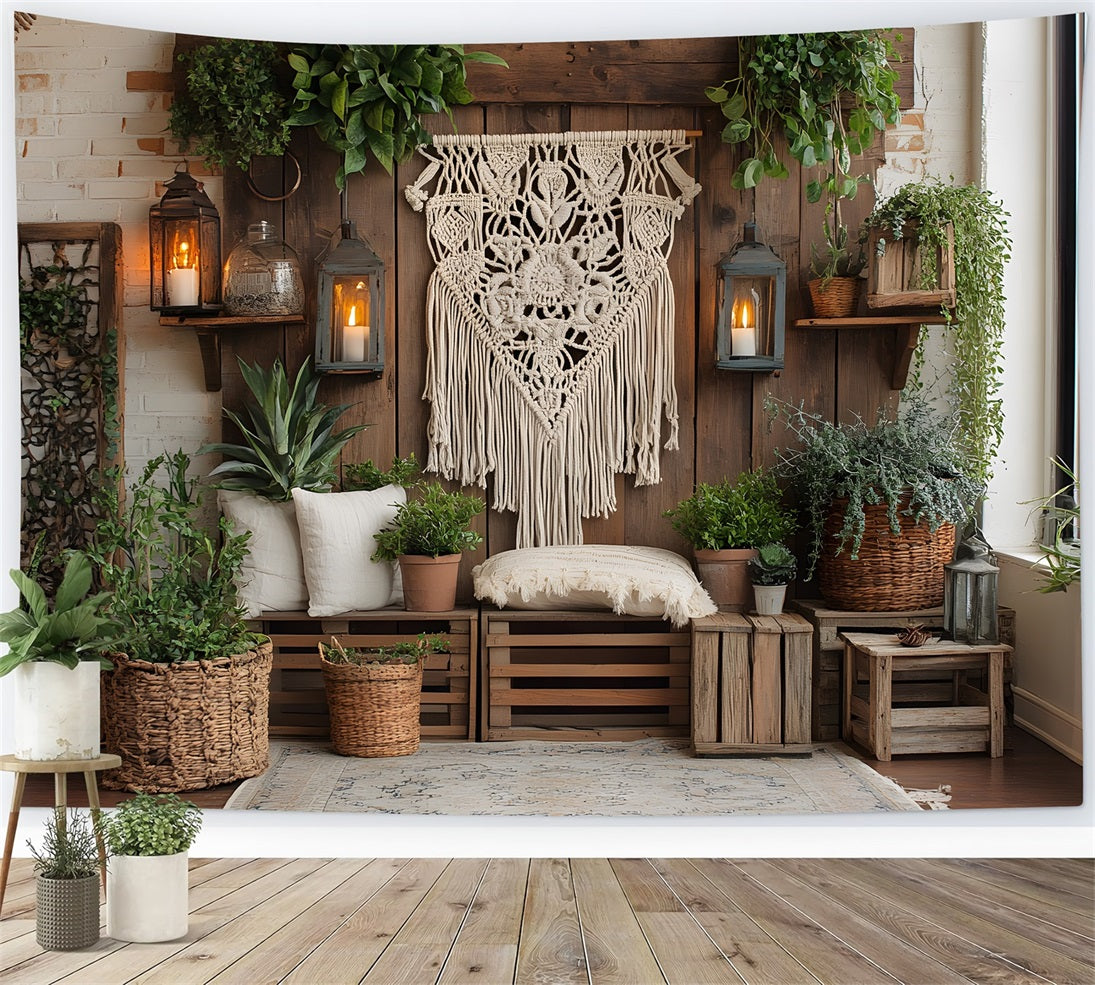 Boho Rustic Bohemian Lantern Wall Backdrop RR8-476 – Dbackdrop