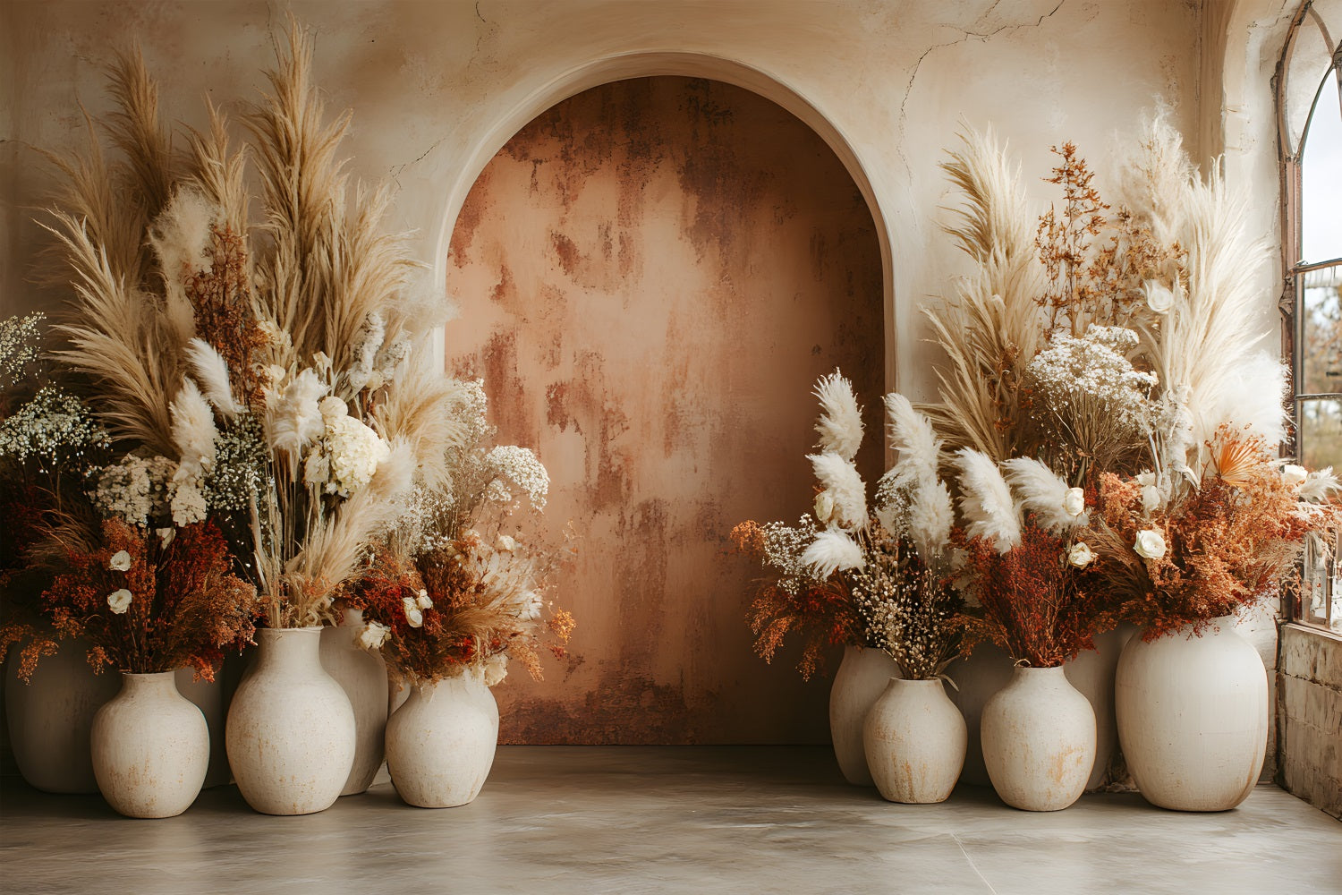 Terra Cotta Arch Pampas Boho Backdrop RR8-482 – Dbackdrop