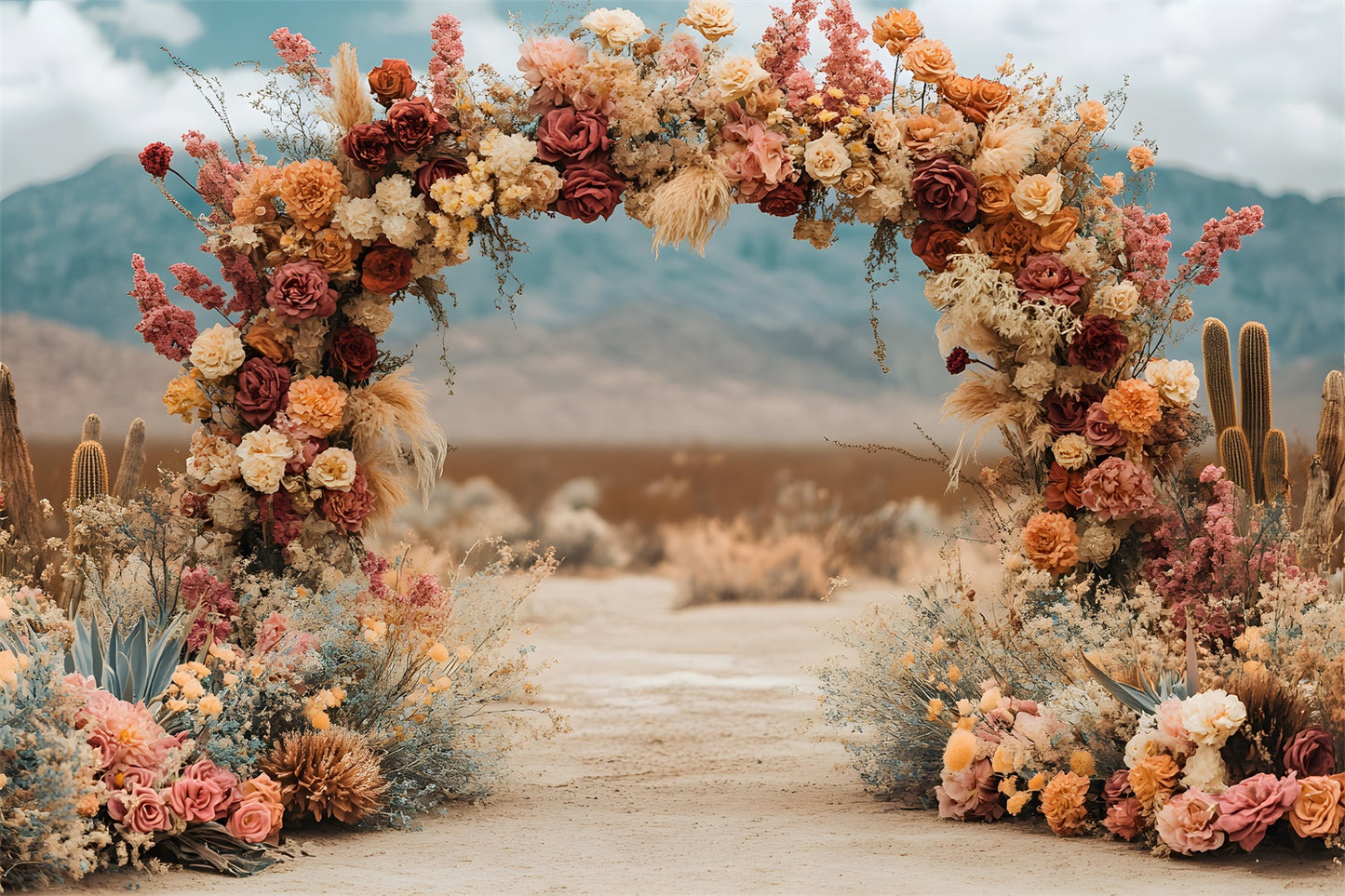 Mountain Floral Arch Boho Backdrop RR8-485 – Dbackdrop