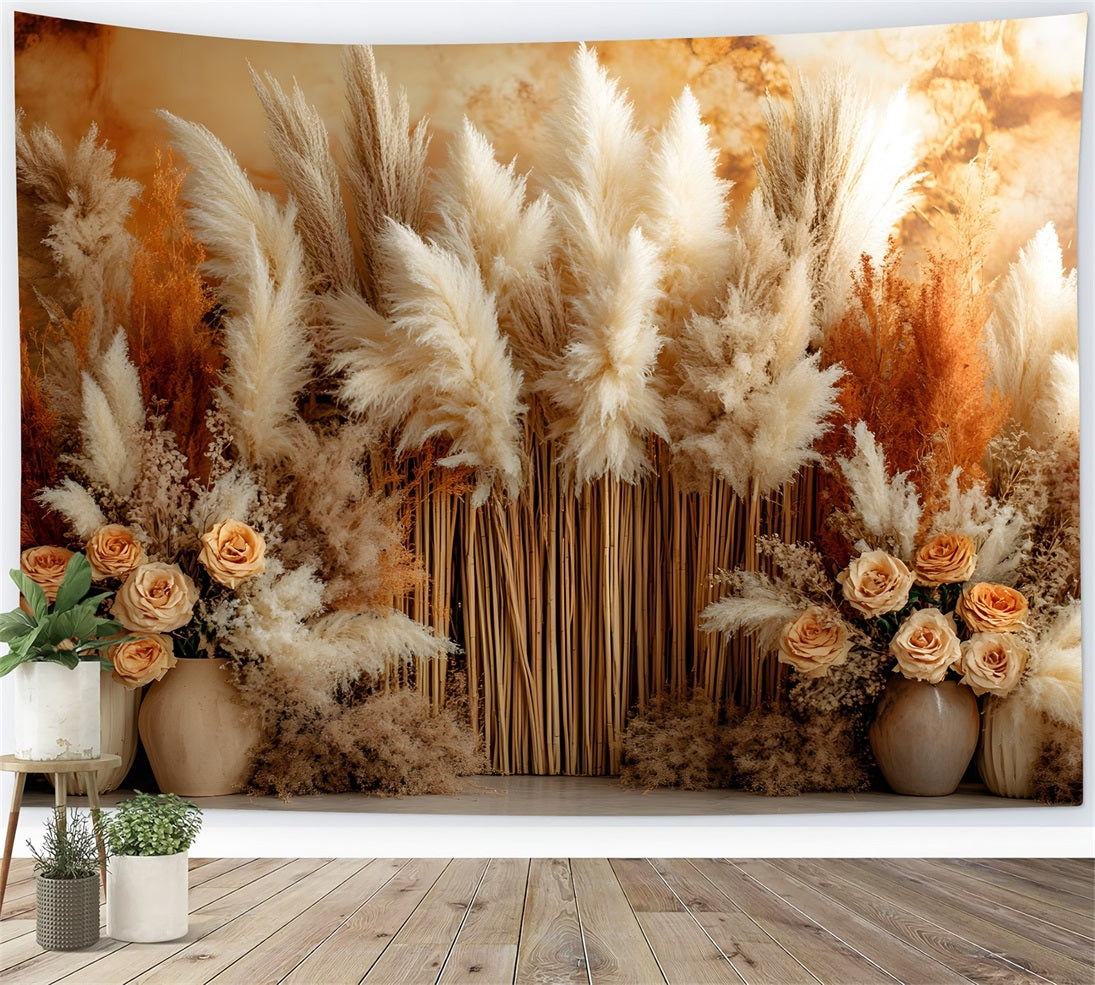 Rustic Pampas Dried Floral Boho Backdrop RR8-491 – Dbackdrop