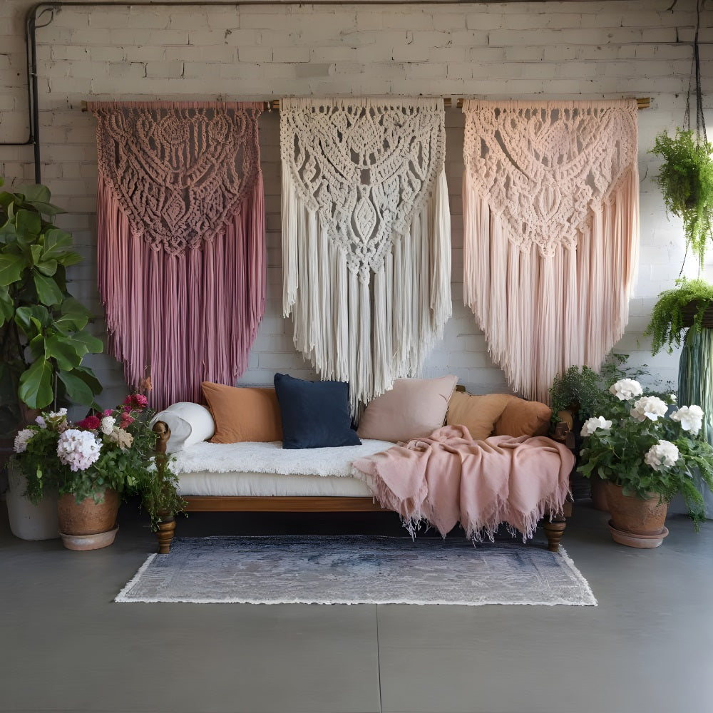 Triple Macramé Hanging Bohemian Backdrop RR8-503 – Dbackdrop