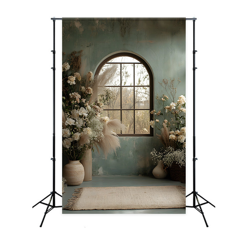 Vintage Window Floral Pampas Boho Backdrop RR8-508 – Dbackdrop