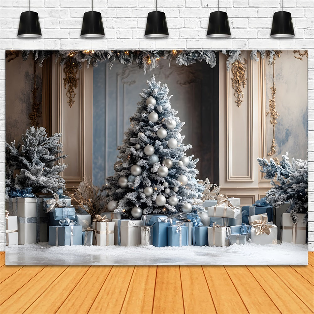 Christmas Tree Retro Wall Gift Boxes Backdrop RR8-51 – Dbackdrop