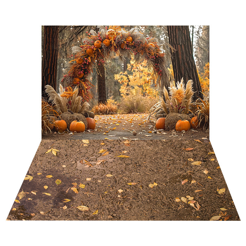 Fall Forest Dried Reed Backdrop + Leaves Dirt Floor Backdrop RR8-533 ...