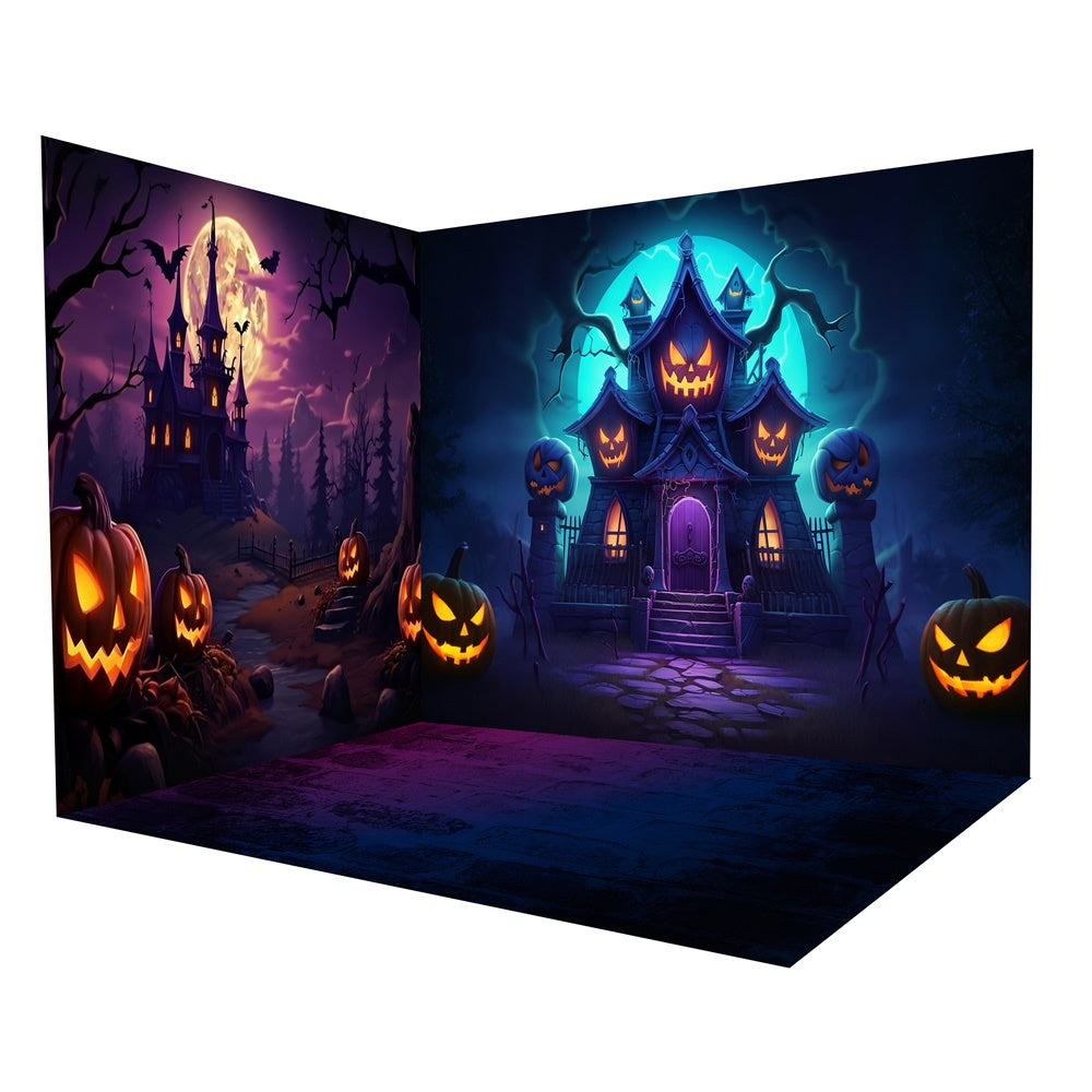 Halloween Spooky Pumpkin Witch House Backdrop Room Set RR8-646 – Dbackdrop