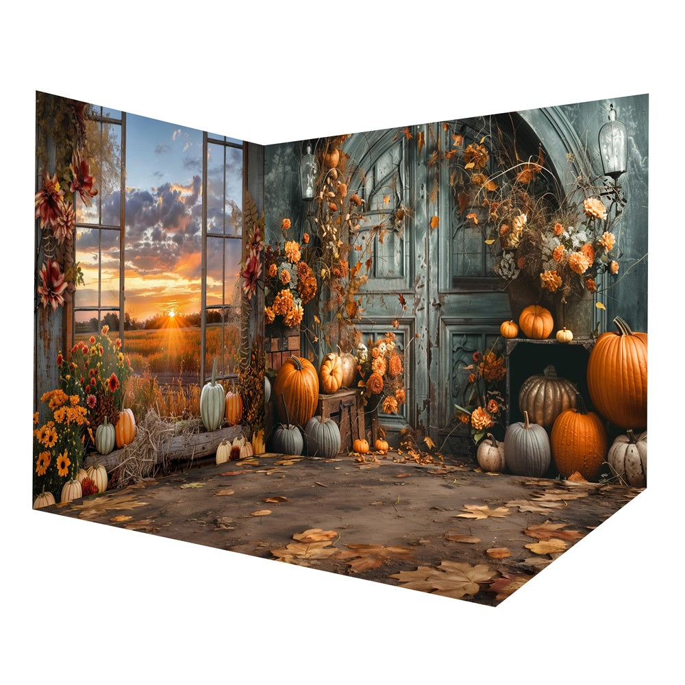 Autumn Sunflower Field Vintage Wall Backdrop Room Set RR8-661 – Dbackdrop