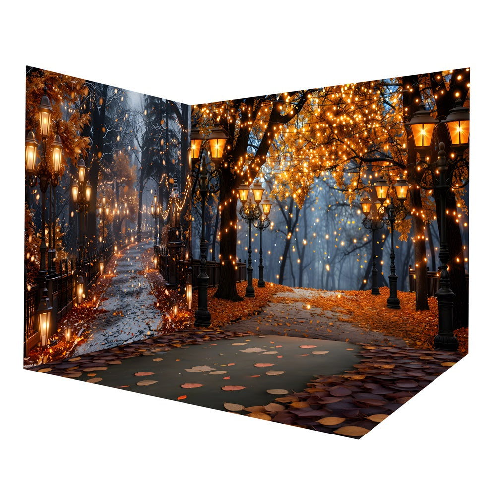 Autumn Glowing Lights Forest Night Backdrop Room Set RR8-663 – Dbackdrop