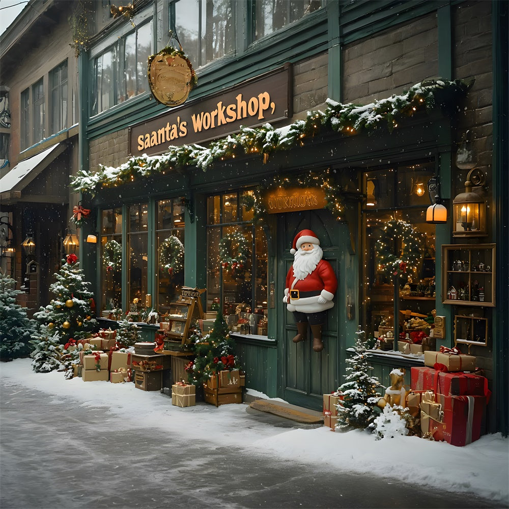 Christmas Trees Santa’s Workshop Backdrop RR8-85 – Dbackdrop